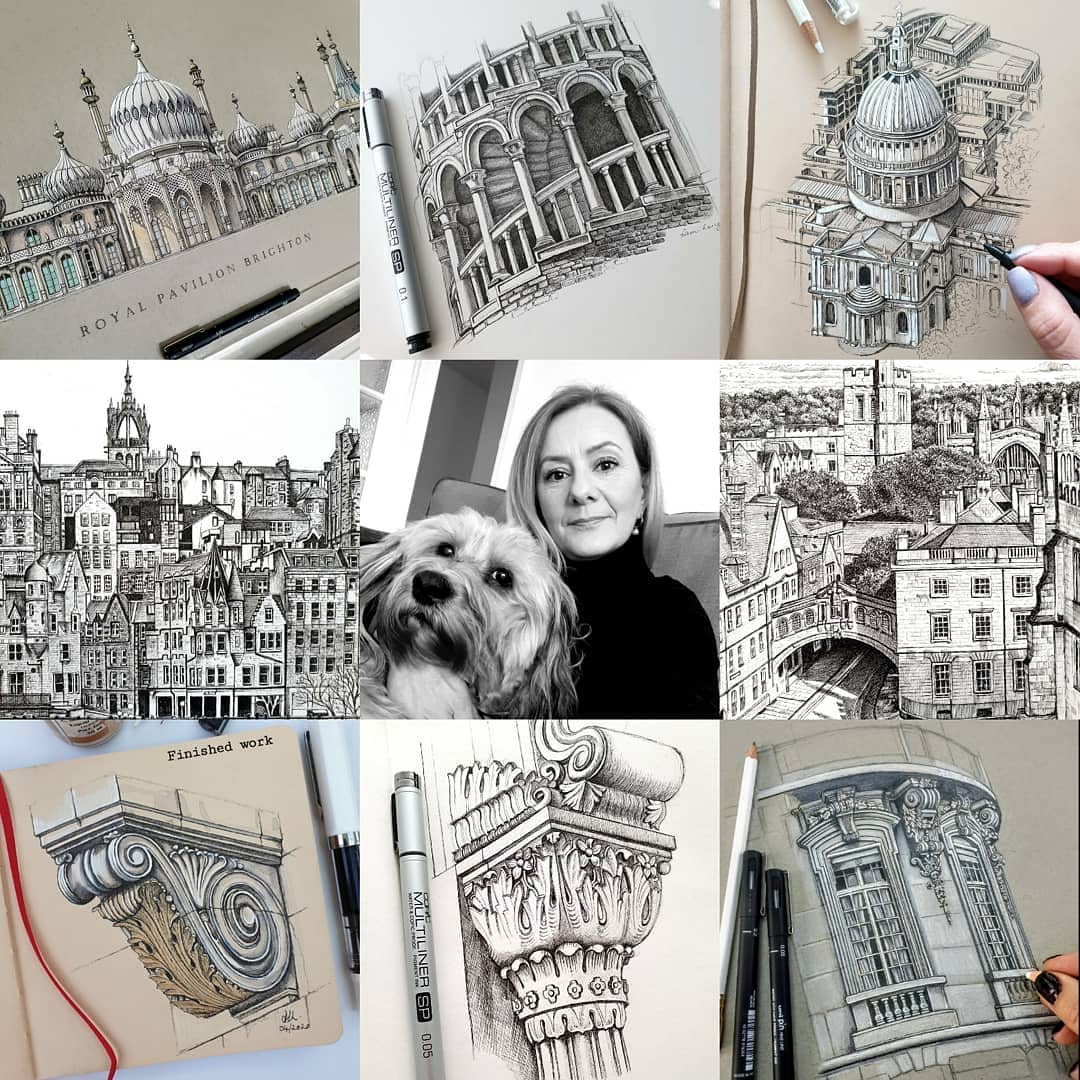 ≡ Phenomenal Sketch Artist Draws Super-Detailed Buildings Brain Berries
