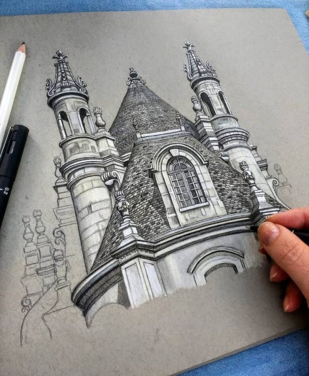 Phenomenal Sketch Artist Draws Super-Detailed Buildings