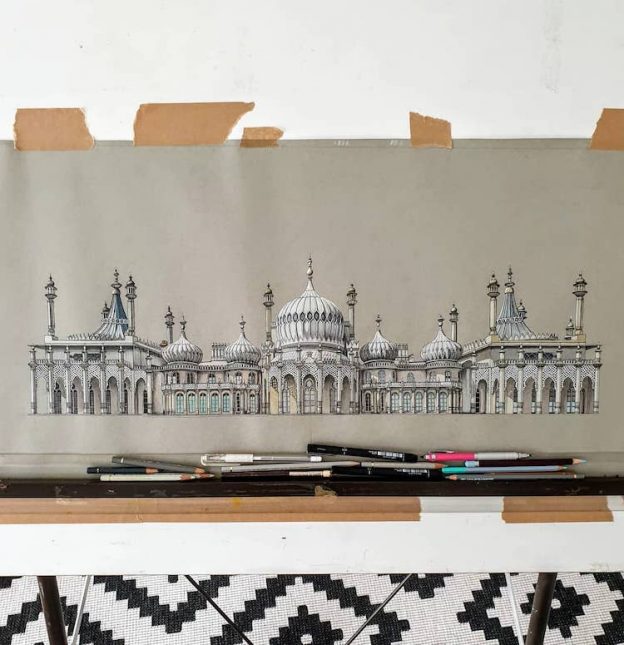 ≡ Phenomenal Sketch Artist Draws Super-Detailed Buildings Brain Berries