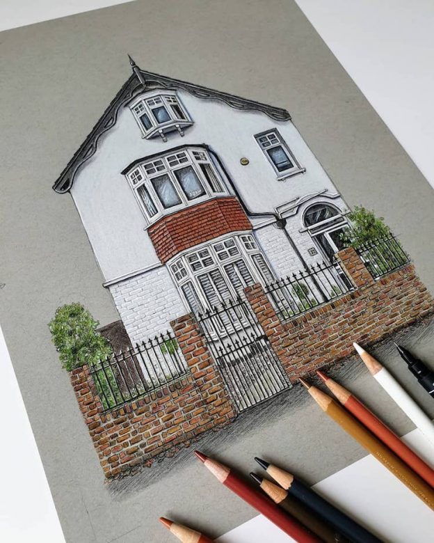 ≡ Phenomenal Sketch Artist Draws Super-Detailed Buildings Brain Berries