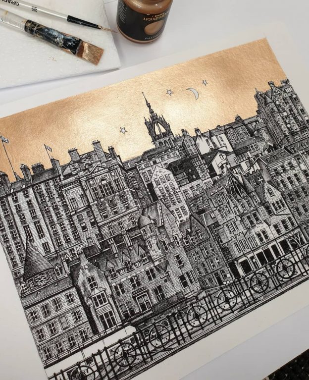 ≡ Phenomenal Sketch Artist Draws Super-Detailed Buildings Brain Berries